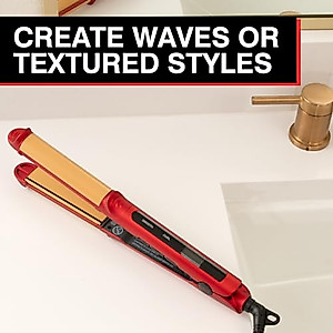 CHI 3-In-1 Hairstyling Iron, Versatile Styling Iron To Smooth, Curl, or Flip Hair, Adds Shine & Reduces Frizz, 1" Iron, Ruby Red