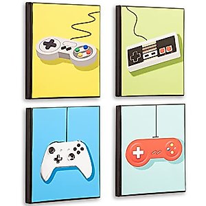 Gaming Room Decor for Boys-Colorful Game Controller Gamepad Evolution Gamer Room Decor Gamer Wall Art for Teenage Boys Video game decor FRAMED 8"x10"