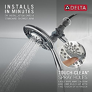 Delta Faucet 4-Setting In2ition 2-in-1 Dual Shower Head with Handheld, Chrome Round Shower Head with Hose, Detachable Shower Head, Hand Held Shower Head, Chrome 75486C