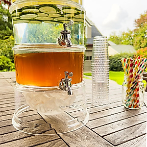 Mind Reader Drink Parties, Beverage Tower Dispenser Punch, Sangria, Ice Bucket, Acrylic, 9" L x9 W x20 H, 9"L x 9"W x 20"H, Clear