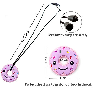 Sensory Chew Necklaces for Kids Adults, Chew Toys for Kids with Autism Anxiety ADHD SPD or Special Needs, Silicone Donut Chewy Chewing Necklace Sensory Help to Relieve Stress