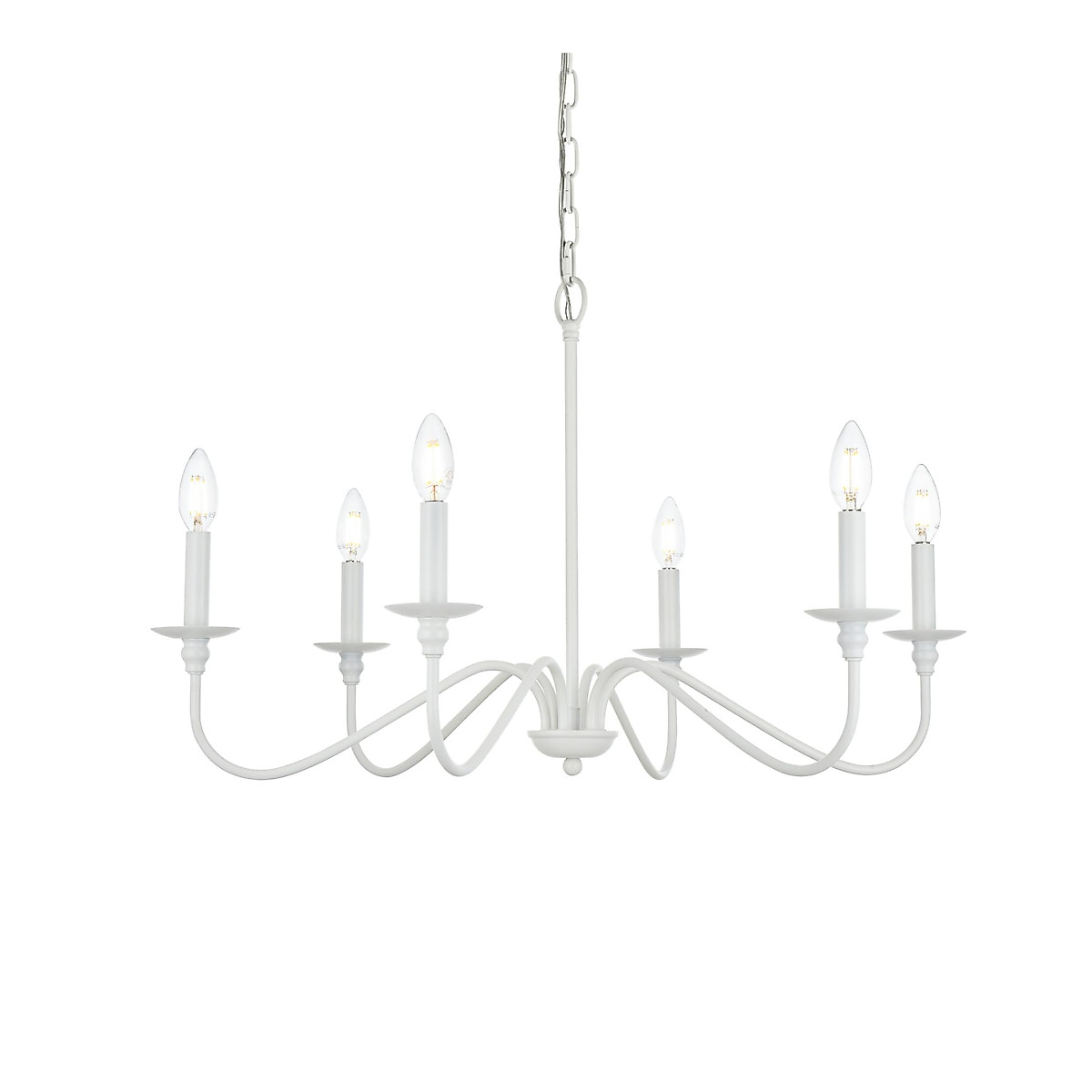 Elegant Lighting Rohan Collection 6 Light Chandelier in Matte Black Finish - 36" D x 19" H