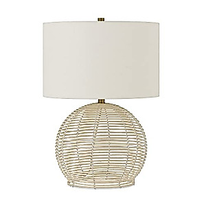 Henn&Hart 21.5" Tall Rattan Table Lamp with Fabric Shade in Rattan, for Home, Living Room, Bedroom, Entertainment Room, Office, Kitchen, Dining