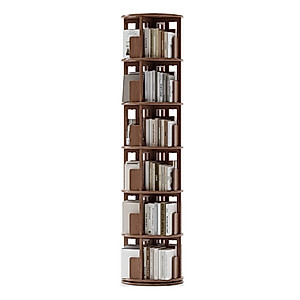 bookcases Rotating Bookshelf 360° Display 6 Tier Floor Standing Bookcase Storage Rack for Kids&Adults Bookshelf Organizer
