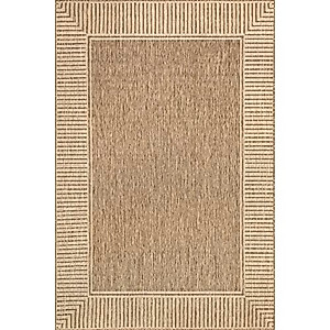 nuLOOM Asha Simple Border Indoor/Outdoor Area Rug, 4' x 6', Light Brown