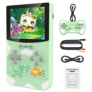 Aibrisk Dinosaur Retro Handheld Game Console with 500 Classic FC Games, 3.0 inches HD Screen Portable 1020mAh Battery Rechargeable Video, Support TV & Two Players Present for Kids & Adults (Green)