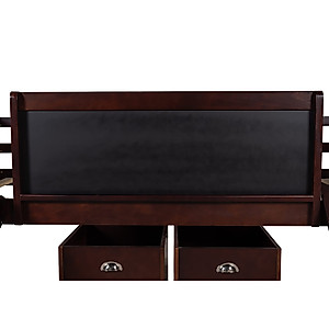 Twin Loft Bed for Kids Toddlers, Wood Low Loft Bed with Slide/Chalkboard/Two Storage Boxes/Climbing Rope/Climbing Frame, 4 Colors for Girls and Boys (Gray+Climbing Frame)