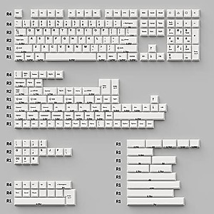 Keychron Double Shot Cherry PBT Keycap Full Keycap Set (219 Keys) - Black on White