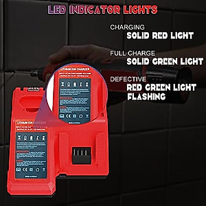 Replacement Charger Compatible with Milwaukee 10.8V-18V Lithium Battery 48-11-1815 48-11-1820 48-11-1840 48-11-1850 48-11-1890 48-11-2401 48-11-2420 48-11-2440 Power Tools Battery Charger