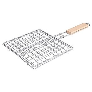 ISKYBOB Portable Barbecue Grilling Basket BBQ Net with Wooden Handle