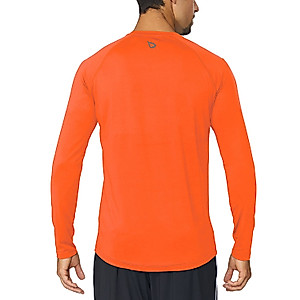 BALEAF Men's Long Sleeve Running Shirts Quick Dry Workout Shirts Athletic T-Shirts Lightweight Soft Fishing Tee Tops Orange Size XL