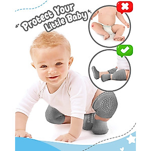 BOSONER Baby Crawling Anti-Slip Knee and Anti Slip Baby Boys Girls Socks Best Infant Gift, Unisex Baby Toddlers Kneepads (Black Dark Grey)