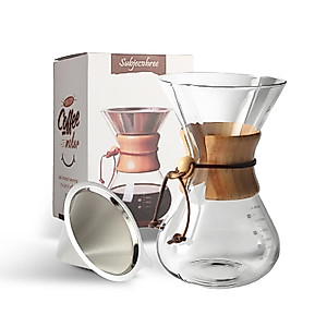 subjecπhree Subjectthree Pour Over Coffee Maker 8 Cup Classic Series Coffee Dripper Brewer Glass Coffee Carafe High Heat Resistant (8 Cup/28 oz)