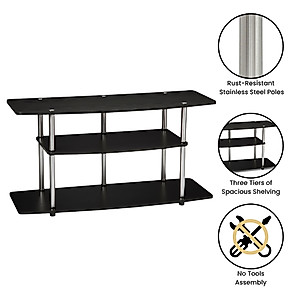 Convenience Concepts Designs2Go No Tools 46 inch 3 Tier Wide TV Stand, Black