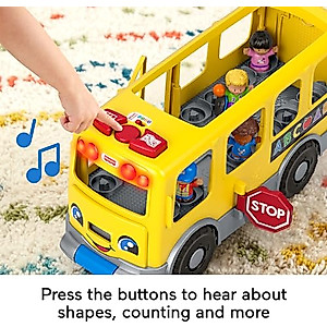 Fisher-Price Little People Toddler Learning Toy Big Yellow School Bus with Lights Sounds & Smart Stages, 4 Figures, Ages 1+ Years