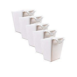 DODXIAOBEUL 5pcs Hanging Cup Holder,Rolling Cart Accessories Utility cart Accessories Hanging Bins,Hanging Flower Pots,Space Saver,Storage Bucket Desktop Container,Make Up Pencil Holder White