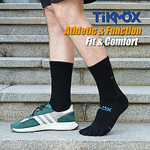 TikMox Calf Toe Socks, Five Finger Crew Running Socks for Men and Women, Cool-Max Moisture Control, Arch Support, High Elasticity & Comfort