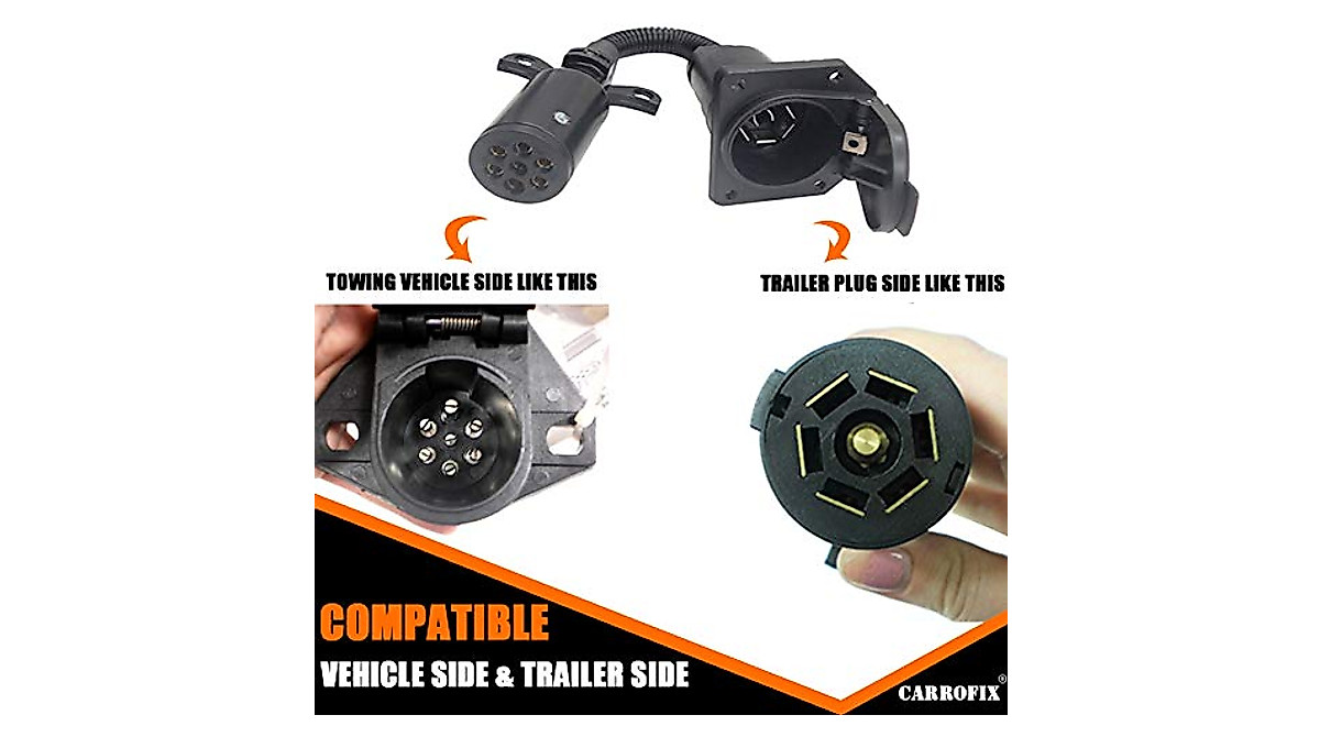 CARROFIX 7 Pin Round to 7 Way RV Trailer Adapter