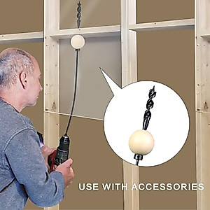 YY-LC Flexible Drill Bit for Wire Pulling with Guide Ball Kit,3/4 in. x (4.5 FT) 54 in. Long Flex Drill Bits for Wood,Auger Head Installer Drill Bit, Fish Bit for Pulling Wires in Walls