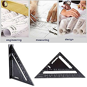 SENRISE Aluminum Alloy Triangle Ruler, 7" Triangle Protractor Roofing Square Scale High Precision Measuring Tool for Engineer Carpenter