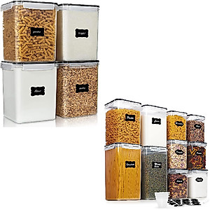 Vtopmart 4 PCS 5.2L Large Food Storage Containers with 10 PCS Flour and Sugar Storage Containers