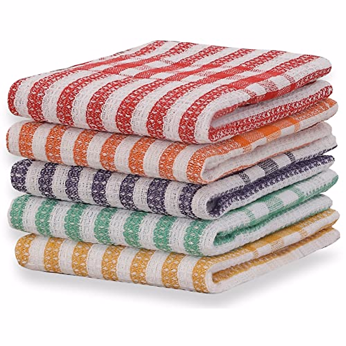 Excellent Deals Kitchen Towels [ 5 Pack, 16" x 22" ] - Multi Color Lightweight Waffle Dish Towels, Dish Cloth, Tea Towels, Cleaning Towels and Cotton Rich Bar Towels.