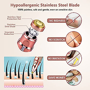 Women's Facial Eyebrow Trimmer, CkeyiN 2 in 1 USB Rechargeable Painless-Precision Eyebrow Remover Eyebrow Razor Tool with Built-in LED Light Facial Trimmer for Nose, Lips, Body