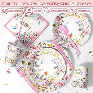 Baby Shower Decorations for Girl, 274Pcs Girl Baby Shower Decorations Party Supplies (20 Guests) Floral Baby Shower Decor It Is A Girl Backdrop Banner for Pink Baby Shower with Plates Cups Balloons