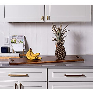 BIRDROCK HOME 36" Acacia Wooden Cheese Serving Board with Handles - Extra Long - Party Charcuterie for Appetizers Food Kitchen Platter - Bread Meat Fruit Display - Natural Wood - Espresso