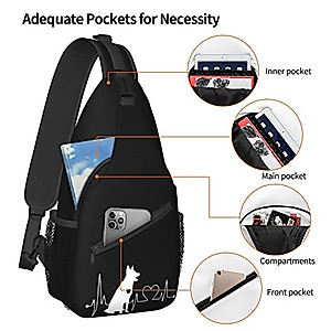 Heartbeat German Shepherd Sling Bag Crossbody Daypack Travel Hiking Mini Fashion Shoulder Backpack for Men Women Kids