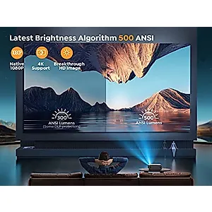 [Auto Focus] YABER Pro V9 4K Projector with WiFi 6 and Bluetooth 5.2, 500 ANSI Native 1080P Outdoor Movie Projector, Auto 6D Keystone & 50% Zoom, Home Theater Projector for Phone/TV Stick/PC
