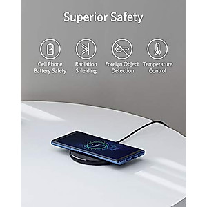 Anker 10W Max Wireless Charger, 313 Wireless Charger (Pad), Qi-Certified Wireless Charging for iPhone 14/14 Pro/14 Plus/14 Pro Max, 10W Fast Charging for Galaxy S20/S10/S9/S8, Note10 (No AC Adapter)