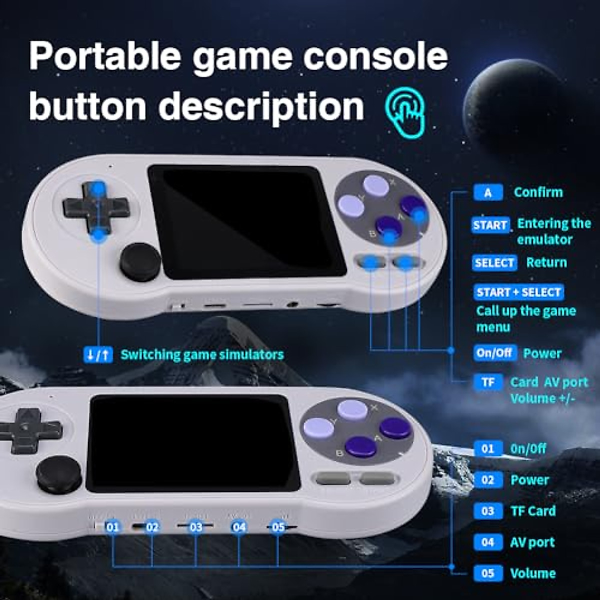 Retro Handheld Game Console, Game Console 11000 Games, SF2000 3.0" IPS Screen Wireless Stick Game Station 16G TF Card, Support TV & Multi-Language