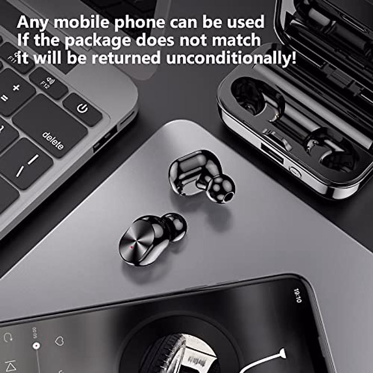 High-Capacity Battery Digital Power Display Bluetooth Headset Mini Private Mode True Wireless 5.2 Binaural in-Ear Sports Waterproof Noise Cancellation