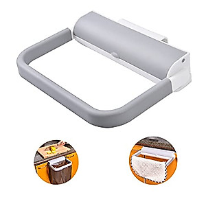 AYOUSENFAN Hanging Trash Bag Holder RV Trash Can, Portable Over The Cabinet Plastic Trash Bag Holder, for Kitchen Camping Dorm Room Bathroom Office Over The Door Plastic Bag Holder (Off-White