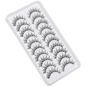 Manga Lashes Natural Look Japanese Anime Lashes Korean Asian Wispy Spiky Lashes with Clear Band Short Fake Eyelash 10 Pairs Pack by outopen
