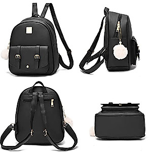 I IHAYNER Girls 3-Pieces Fahsion Leather Backpack Purse Set for Women Rucksack for Ladies Satchel Shoulder Bag Bookbag for Teen Girls Gold Pink