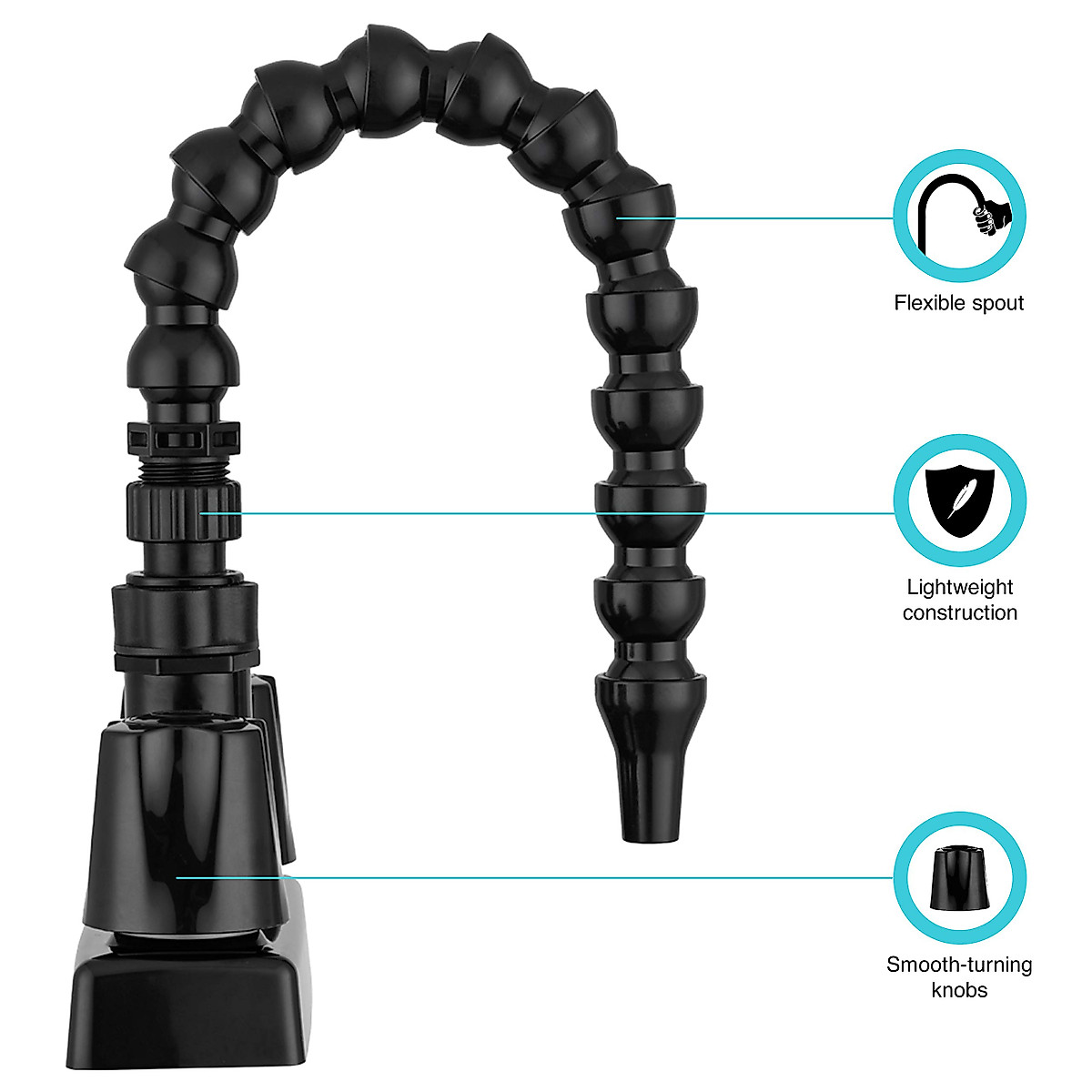 Dura Faucet RV Exterior Quick Connect Faucet with 360-Degree Flexible Gooseneck Spout (Black)