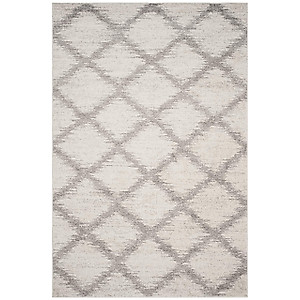 SAFAVIEH Adirondack Collection Accent Rug - 4' x 6', Ivory & Silver, Modern Trellis Design, Non-Shedding & Easy Care, Ideal for High Traffic Areas in Entryway, Living Room, Bedroom (ADR122B)