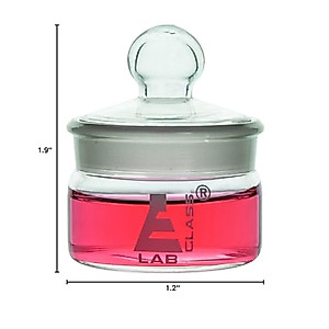 EISCO Weighing Bottle, Low Form, 35ml capacity, Borosilicate Glass with Interchangeable Ground Stopper