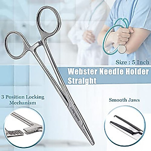A2Z Premium Quality 5 Pieces Scissors Forceps Hemostats Needle Holders Suture Set Complete Instrument Kit for Educational Training of Medical Procedures Made of Stainless Steel