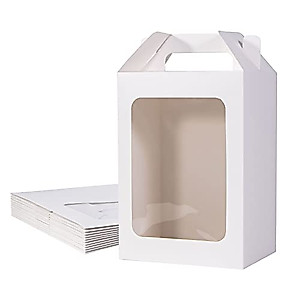 Dasofine Gift Bags with Window 12pcs, 7.1”×5.1”×9.8” Transparent Paper Bag, Paper Gift Bags with Handles for Halloween, Bridal Shower, Party