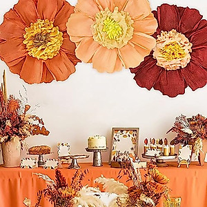 NICROHOME Wedding Decorations, Large Burnt Orange and Brown Giant Crepe Paper Flowers Pom Pom Decorations for Rustic Boho Bridal Shower Cutie Baby Shower Thanksgiving Party Wall Decorations