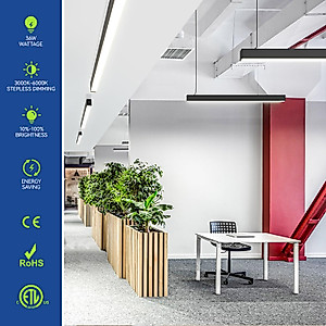 Monios-L LED Linear Pendant Light Fixtures,4FT Dimmable Ceiling/Hanging Kitchen Lights,3000K to 6000k Color Changing,Linkable Modern Lighting for Bedroom/Garage/Gym,Office Lights Remote Control,2 Pack