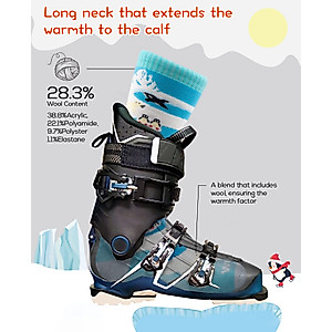 WEIERYA Kids Ski Socks Merino Wool, Thermal Snow Socks, Knee-high Wool Socks for Boys and Girls, 1/3 Pairs Black M 1 Pair