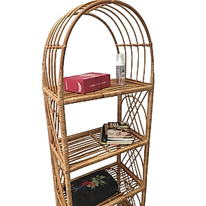 Wicker Shelf Rattan 5-Shelves Bookcase Bookshelf, 67 inches Tall, for Living Room