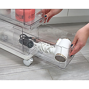 iDesign The Sarah Tanno Collection 5-Drawer Stacking Cosmetic Organizer Cart, Clear and White