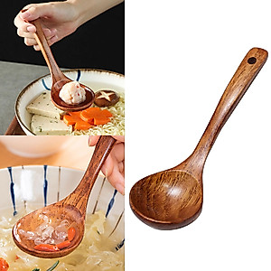 Soup Spoon Natural Japanese Wooden Soup Porridge Ramen Rice Long Handle Spoon Cutlery Suitable For Family Restaurant Ramen Rice Long Handle Spoon