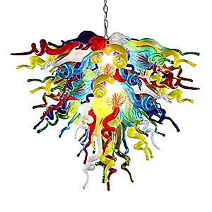Alioth Hand Blown Glass Art Chandelier Ceiling Light Hanging Pendant Chandelier Modern Light Fixture for Bedroom,Living Room,Dining Room (24x20)