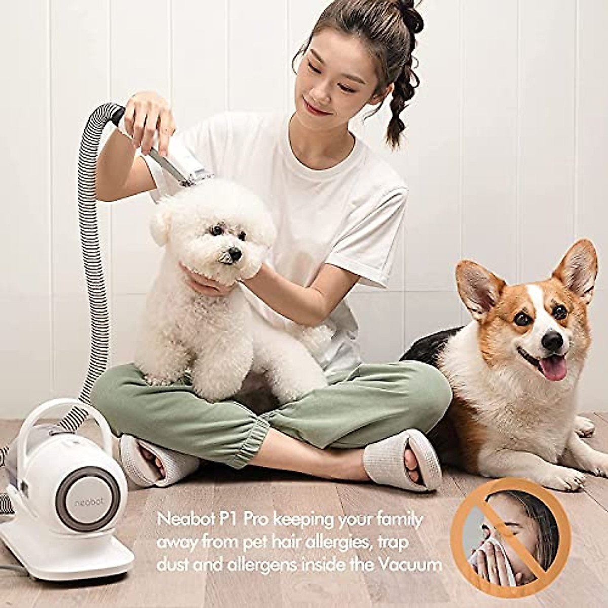 neabot P1 Pro Pet Grooming Kit & Vacuum Suction 99% Pet Hair, Professional Grooming Clippers with 5 Proven Grooming Tools for Dogs Cats and Other Animals(Renamed to Neakasa)